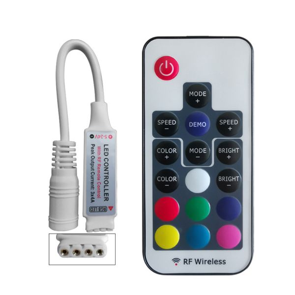 Quality Mini LED RGB Controller RF 17 Key Wireless Remote Control For 5050 RGB LED Light for sale
