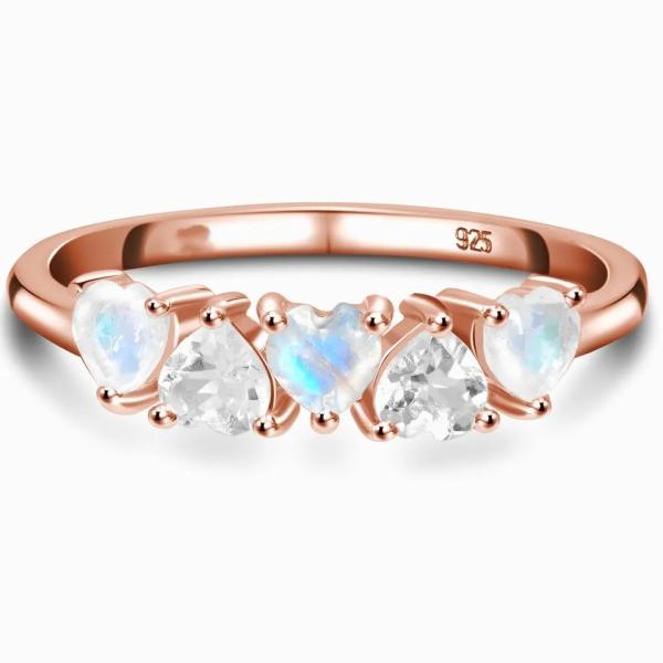 Quality 925 Sterling Silver Rainbow Jewelry Moonstone Blue Natural Moonstone Ring for sale
