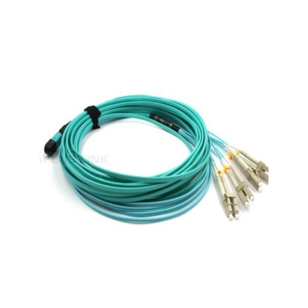 Quality 8 Core MPO Fiber Connector , 50um Om3 MPO To LC Patch Cord LSZH Aqua for sale