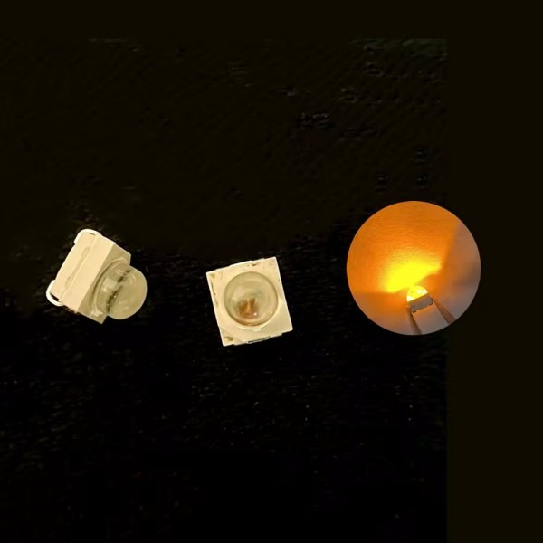 Quality Yellow Amber Color 595nm Ball Head Clear Convex Lens High Luminous 12000mcd 2835 SMD LED Chip for sale