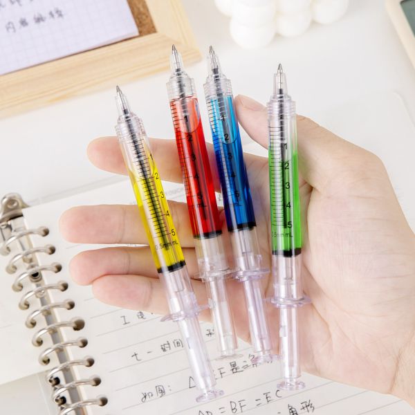 Quality Creative Syringe Style Ballpoint Pen Colorful Oil Filling Plastic Ball Pen for sale