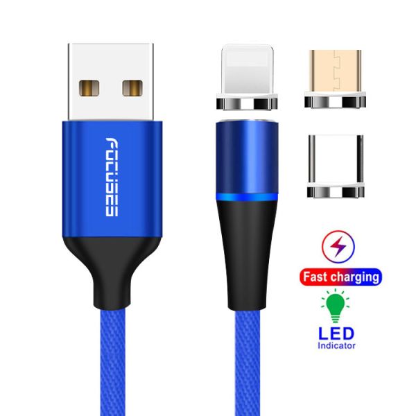 Quality Nylon Braided 3 In 1 Magnetic USB Charging Cable 3.0 A Micro Type C Cable for sale