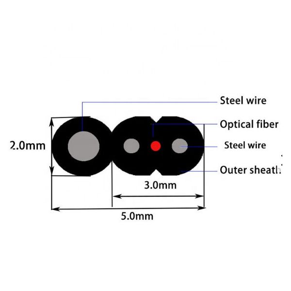 Quality FTTH Single Mode Butterfly Drop Cable Fiber Optic Wire Steel Messenger for sale