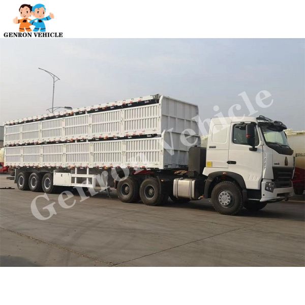 Quality 60T Loading 16 Tons Axles 1000mm Drop Side Semi Trailer for sale