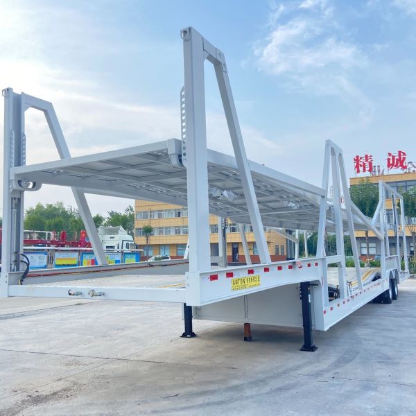 Quality 8  Tires 2 Axle Car Semi Trailer Double Deck Semi Truck Car Hauler Trailer for sale