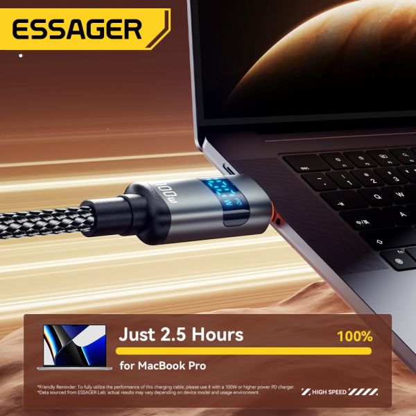 Quality ESSAGER ES-X61 Type C To Type C PD 100W USB C Charging Cable Digital Display for sale