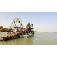 Quality Gold Mining Trailinng Suction 80CBM/H Bucket Chain Dredger Alluvial Mining for sale