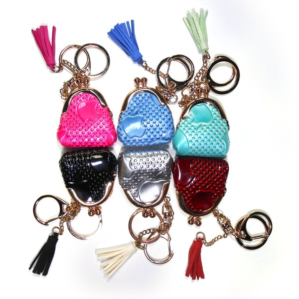 Quality Light Blue Small Coin Bag Keychain Gold Plating For Souvenirs for sale
