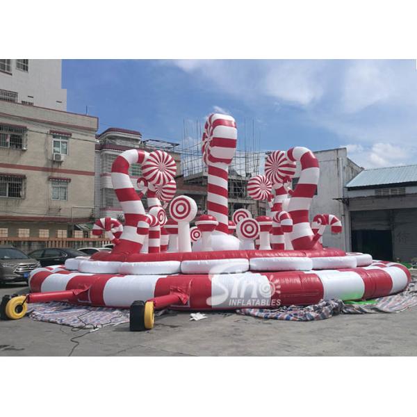 Quality Giant Christmas Candy Cane Inflatable Amusement Park Bouncer For Kids And Adults Party Fun for sale