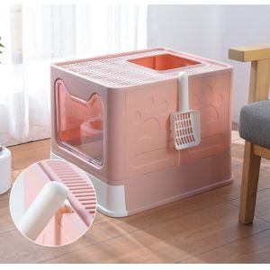 Quality Splash Proof Large Cat Toilet Foldable Litter Box With Lid Top Entrance for sale