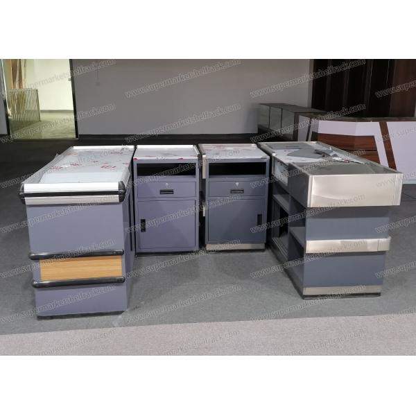 Quality 2.5M Supermarket Checkout Counter With Belt 60CM Retail Shop Desk for sale