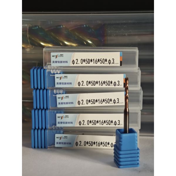 Quality Hardness HRC55-60 Solid Carbide 5D Drill Cutting Tool φ2.0 x 5D x 16 x 50 x φ3mm G-External Coolant Drill for sale