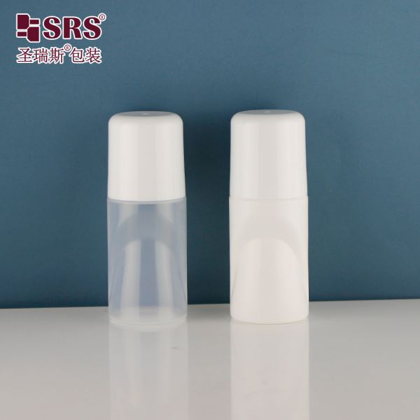 Quality RPPB-50ml White Roll On Aromatherapy Bottles Empty Clear With White Screw Cap for sale