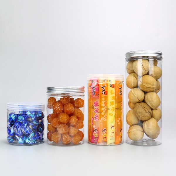 Quality Custom Clear Round Plastic Canisters Pet Food Can Dia 100mm Food Grade for sale