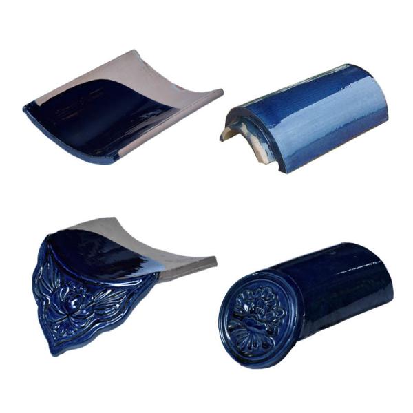 Quality Traditional Chinese style blue glazed cemetery roof tiles for sale