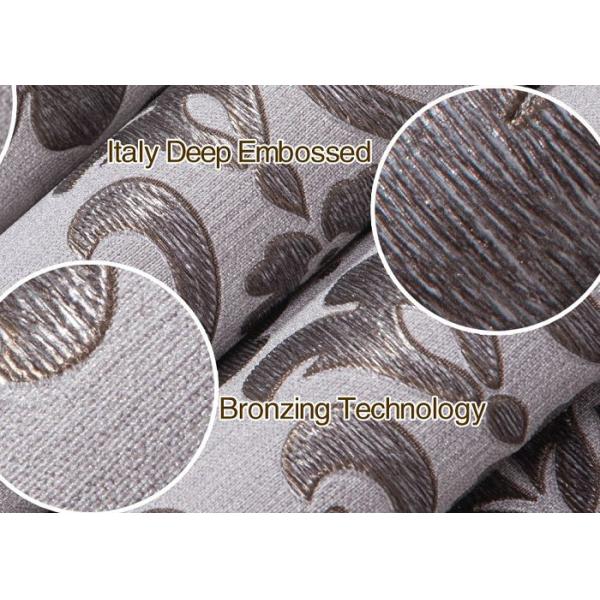 Quality Grey Vinyl Embossed Victorian Damask Wallpaper Removable , Tear - resistant for sale