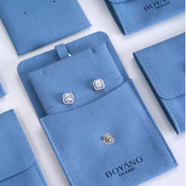 Quality Microfiber Suede fabric Envelope Jewelry Bags Bulk Storage Custom Logo Button for sale