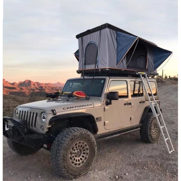 Quality Camping Aluminum 3 Person Outdoor Hiking Rooftop Roof Top Car Tent Triangle Clamshell Hard Shell Roof Top Tent Electric for sale