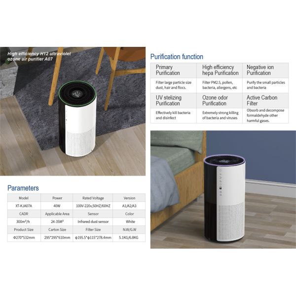 Quality HOMEFISH Ion Generator Household Air Purifier 300m3/H With Dust Infrared Sensor for sale