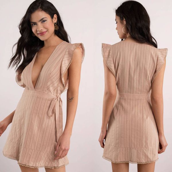 Quality Boho Sexy Short Wrap Women Dress Beach for sale