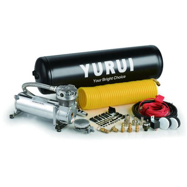 Quality Dc 12v Chrome Car Air Suspension Compressor System Kit Offroad For Truck With Tank for sale