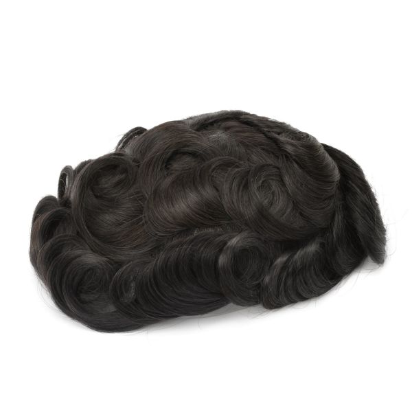Quality Black Mens Toupee Hair 8*10 Base Mens Real Hair Toupee French Lace for sale