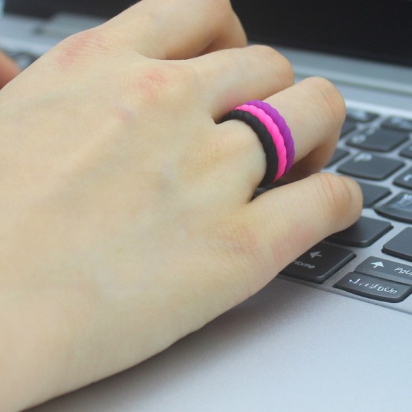 Quality 3mm Thin Braided Wedding Silicone Ring Thin Stackable for Women for sale