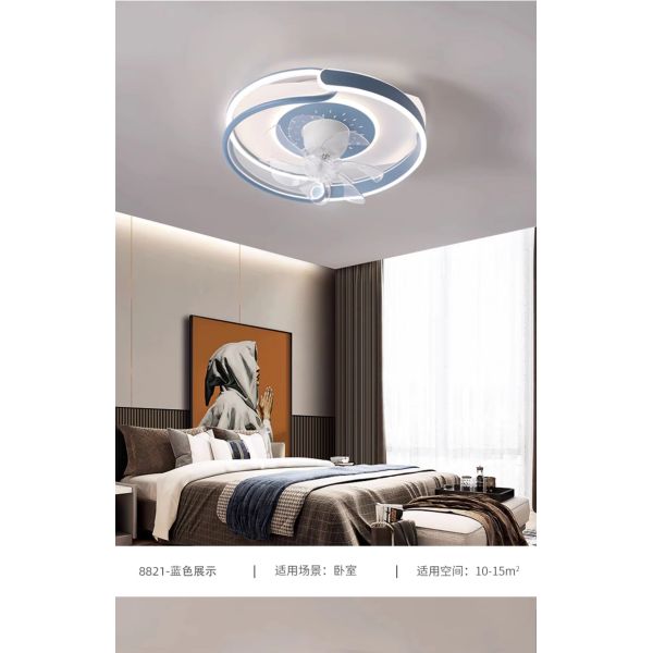 Quality Wholesale   Simple Creative Bedroom Dining Room Fan Lamp Fashion Warm And Comfortable Three Colours Available Round Dining Room Fan Light for sale