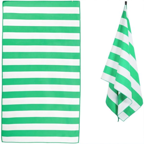 Quality Microfibre Sublimation Beach Towels Green And White Striped for sale