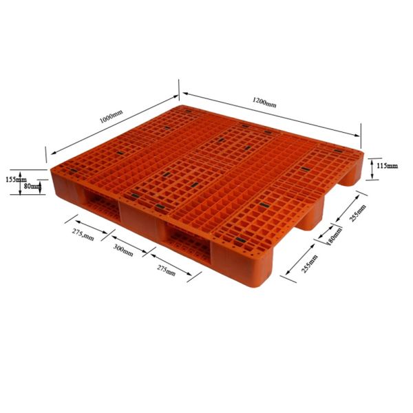 Quality 1000*1200mm Red Plastic Pallets Nestable Plastic Floor Pallet for sale