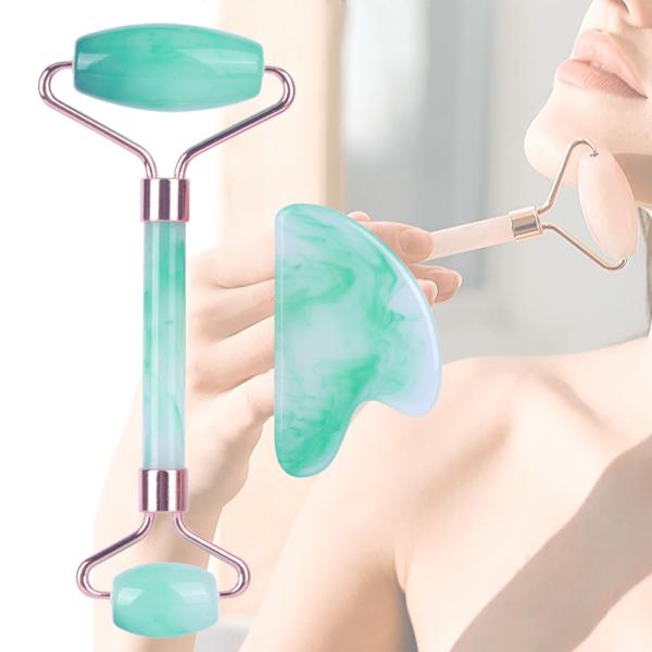 Quality Anti Aging Face Jade Roller Set Rose Quartz Massage Roller for sale