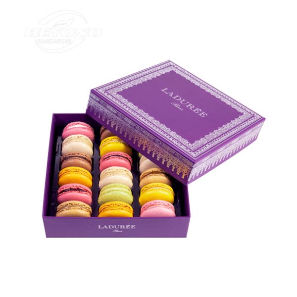 Quality Small Varnishing Paperboard Macaron Pastry Cake Box Food Grade Packaging for sale
