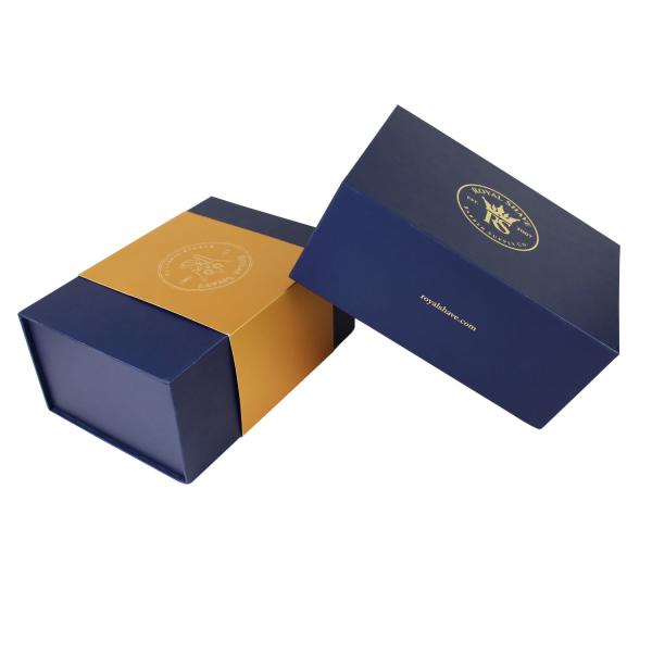 Quality Blue foldable Rigid Cosmetic Box For Beautiful Makeup Packaging for sale