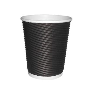 Quality 8 Oz Black Triple Wall Insulated Disposable Coffee Cups With PE Coating for sale