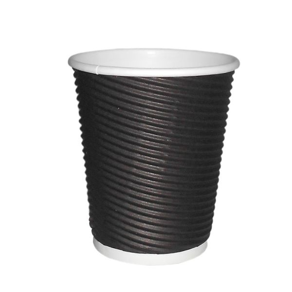 Quality 8 Oz Black Triple Wall Insulated Disposable Coffee Cups With PE Coating for sale