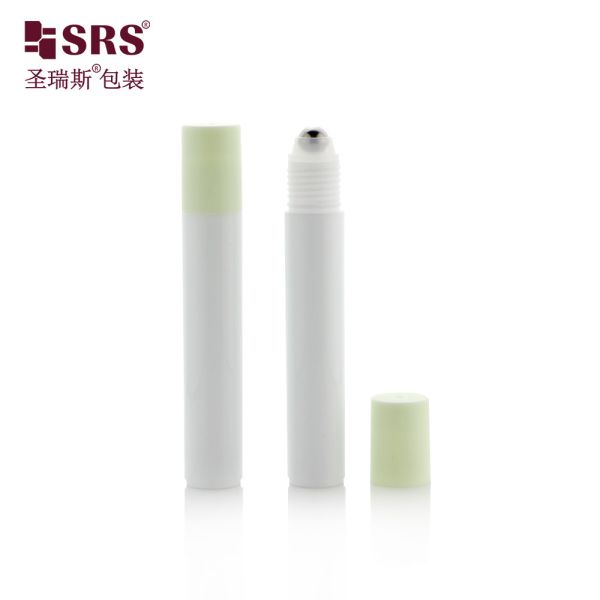 Quality Injection White Color Round Eye care Serum Plastic Empty 15ml Roll Bottle for sale