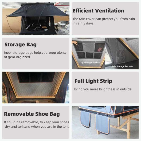 Quality 2-3 Person Car Rooftop Tent With 320G Polyester Cotton Hardshell Rooftop Tent for sale