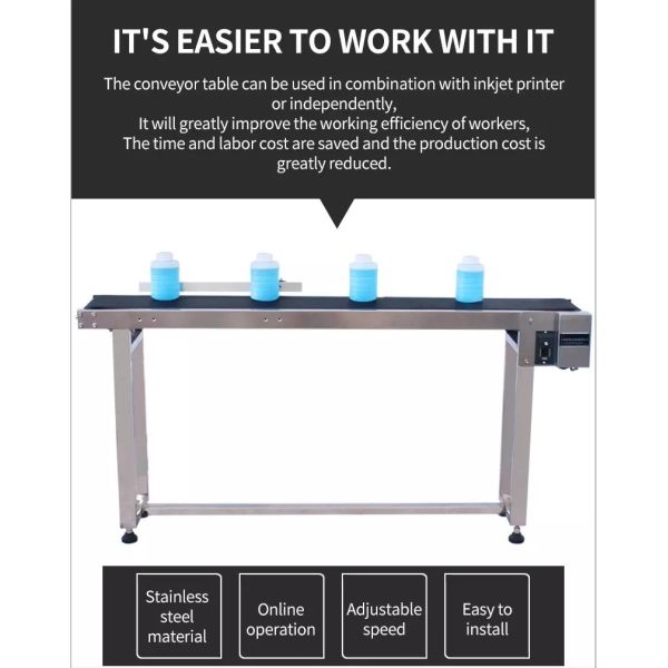 Quality 1.5m Length SS Body Material Conveyor Belt Table for Semi-automatic Production for sale