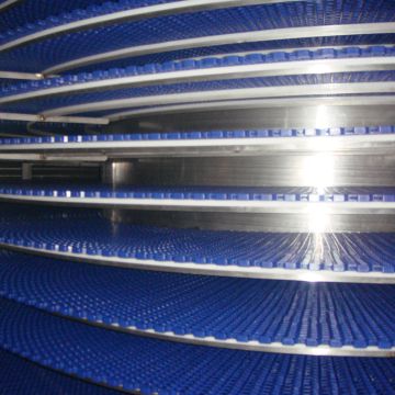 Quality Biscuit / Cookie Spiral Belt Freezer Bread Tortillas Cooling Conveyor With Fan for sale