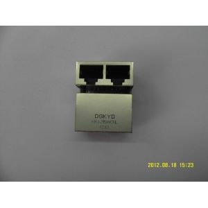 Quality PCB mount 10 / 100 BASE 2 Port RJ45 Network Connector with Lan Transformer for sale