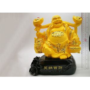 Quality Poly Resin Custom Trophy Cup , Gold Plated Laughing Buddha Religious Crafts for sale