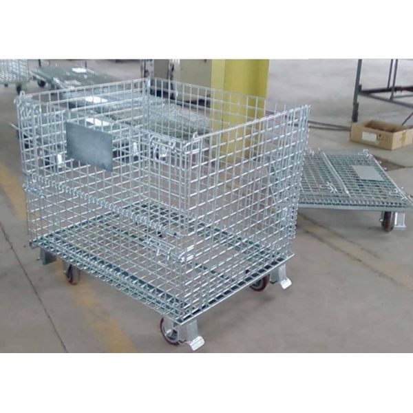 Quality Square Hole Foldable Welded Wire Mesh Turnover Box For Warehouse / Workshop for sale
