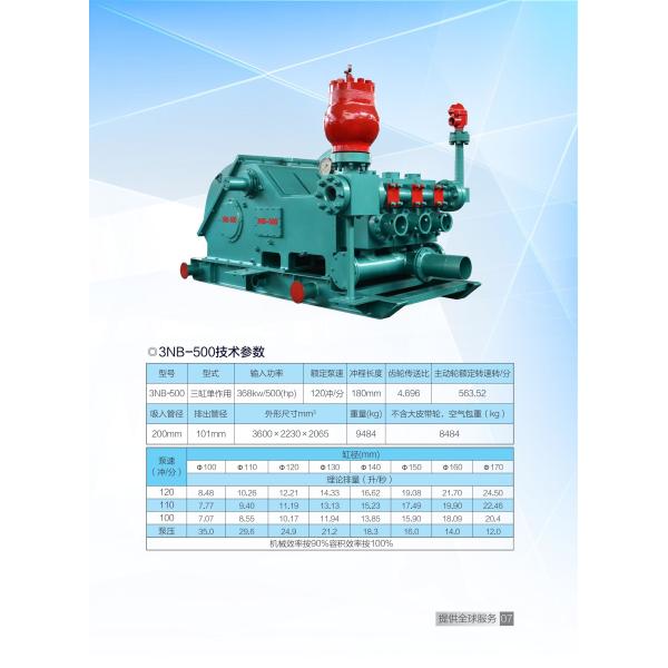 Quality 368kw 500hp Triplex Oil Mud Pump Well Drilling 3NB Series for sale