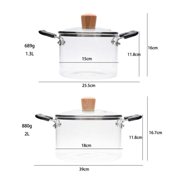 Quality Microwave Heating Transparent Borosilicate Glass Soup Pot for sale