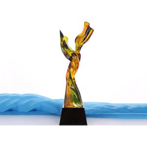 Quality Modern Twisted Colored Glaze Custom Award Trophies For VIP Workers for sale