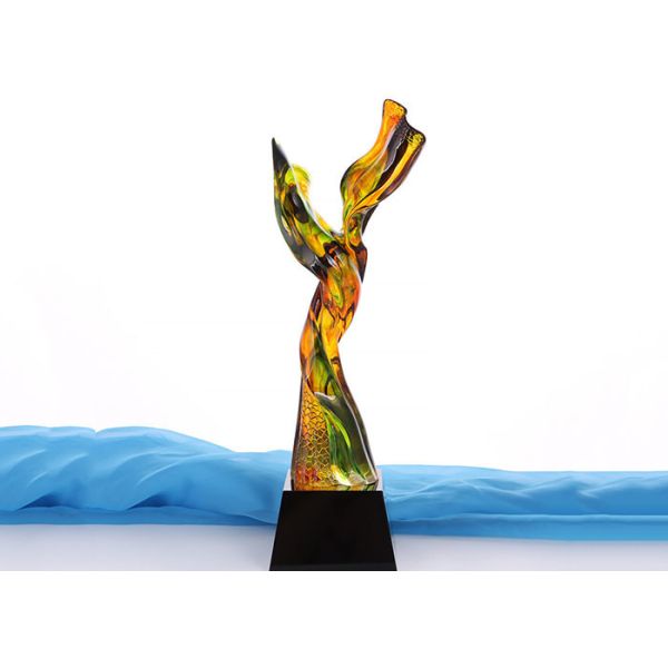 Quality Modern Twisted Colored Glaze Custom Award Trophies For VIP Workers for sale