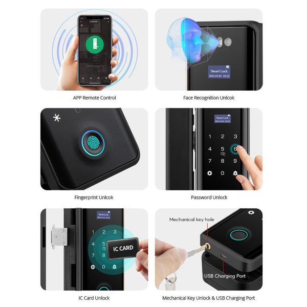 Quality Smart Access Control Digital Door Lock Tuya Face Recognition Door Lock for sale
