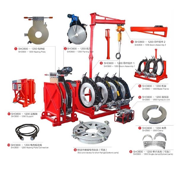Quality SHD800 800mm HDPE Butt Fusion Welding Machine 450-800mm 18.2KW PE PP PVDF Pipe Welder for Large Diameter Pipeline for sale