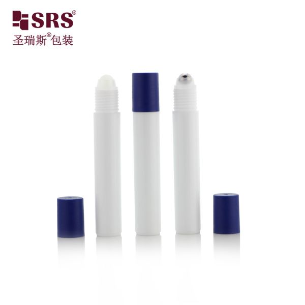 Quality Injection White Color Round Eye care Serum Plastic Empty 15ml Roll Bottle for sale