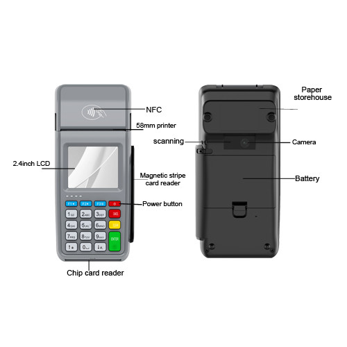 Quality 2.4Inch Smart Touch Merchant POS Machine Linux System NFC IC MSR Payment for sale